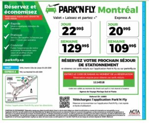 Park and fly coupon rabais - Stationnement aéroport Montréal - Valet park